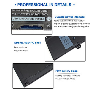 38Wh F62G0 Battery for dell inspiron 13 7000 7373 7386 7370 39DY5 2 in 1 7380 5370 P83G P83G001 P91G P87G P91G001 P83G002 P87G001 Vostro 5370 F62GO RPJC3 39DY5 039DY5 0RPJC3 0F62G0 CHA01 11.4V 3-Cell