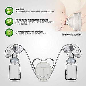 Electric Double Breast Pumps BPA-Free USB Dual Control Milk Suction and Breast Massager Baby Breastfeeding Comfortable Lightweight Postpartum Milk Pump with 150 ml Milk Storage Bottle 2 Modes 9 Speed