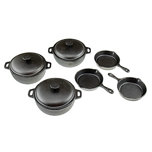 Heavy Duty Pre Seasoned Mini Cast Iron Dutch Oven Set of 3, Oven Safe Cooker, Black