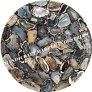 Best for GIFT Natural Blue Grey Agate Table 18", Agate Table Top, Agate Table, Agate Stone Table, Round Agate Table, Gemstone, Quartz, Customized Agate Stone Table