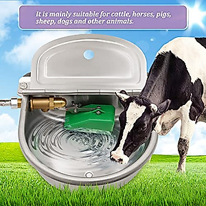 KHEARPSL Automatic Water Bowl with Brass Float Valve, Drain Hole and Hose, Stainless Steel Dog Water Bowl Livestock Waterer for Cattle Pig Goat Dog