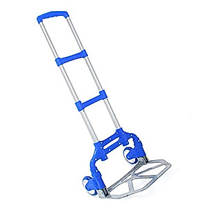 Portable Folding Collapsible Aluminum Cart Dolly Push Truck Trolley, Blue Personal Dolly Hardware Garden Utility