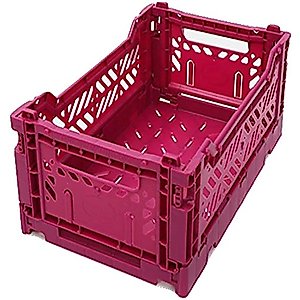 2 x AY-KASA Collapsible Storage Bin Container Basket Tote, Folding Basket Crate Container : Storage, Kitchen, Houseware Utility Basket Tote Crate Mini-Box (Purple)