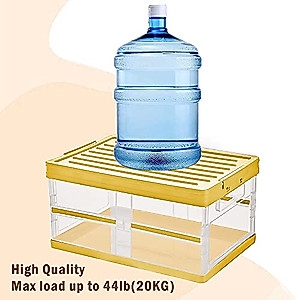 WWahuayuan Foldable Storage Bin With Lid, Collapsible Plastic Storage Box, Stackable Clear Storage Case with Handle for Home/Office/Car/Kitchen (Yellow)