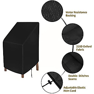Patio Chair Covers,Stackable Patio Home Chair Cover,Durable/Waterproof/Dustproof Furniture Cover with Adjustable Hem Cord for Easy Fitting,Large Outdoor Stacking Chairs Cover 25" L x 25" W x 47" H