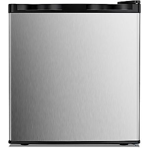 Kismile Mini Freezer,1.1 Cu.ft Upright Freezer with Reversible Single Door,Removable Shelves,Small Freezer with Adjustable Thermostat for Home/Kitchen/Office (Stainless Steel)