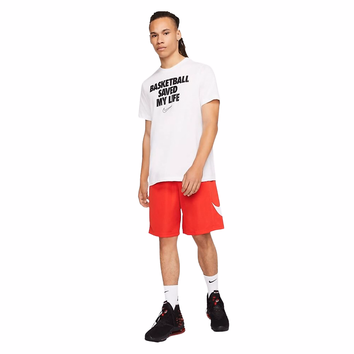 Nike Men's HBR Loose Fit Basketball Shorts (Red, Large)