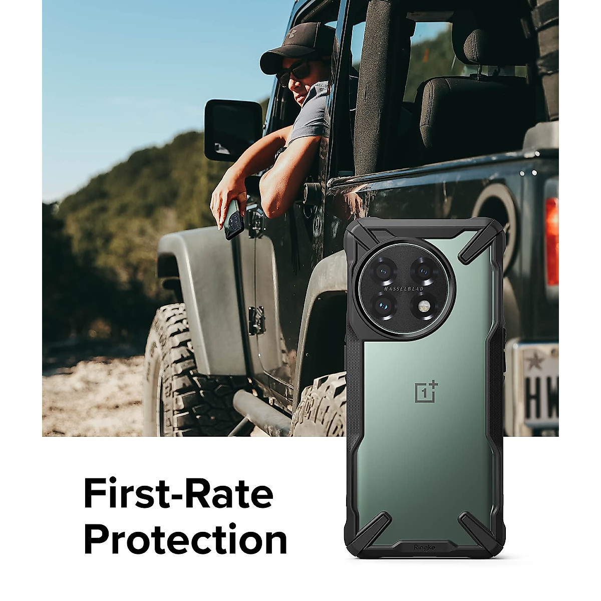 Ringke Fusion-X [Anti-Scratch Dual Coating] Compatible with OnePlus 11 5G Case, Augmented Bumper Clear Hard Back Shockproof Advanced Protective Cover Designed for OnePlus 11 Case - Black
