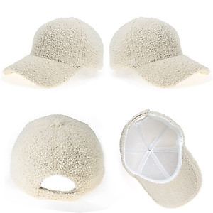 Lamb-Wool Baseball-Caps Warm-Winter Teddy-Fleece Hip-Hop Cap for Men Women Outdoor Travel Beige