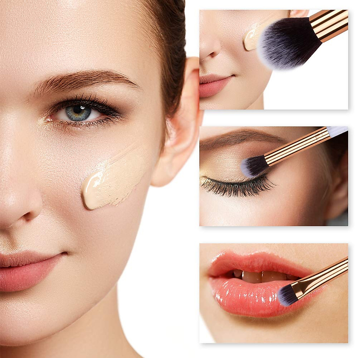 HEYMKGO Makeup Brushes Professional Marble Makeup Brush Set, Soft and Odor-free Natural Synthetic Bristles,10pcs Makeup Brush + 2 Makeup Sponge + Cosmetics Bag