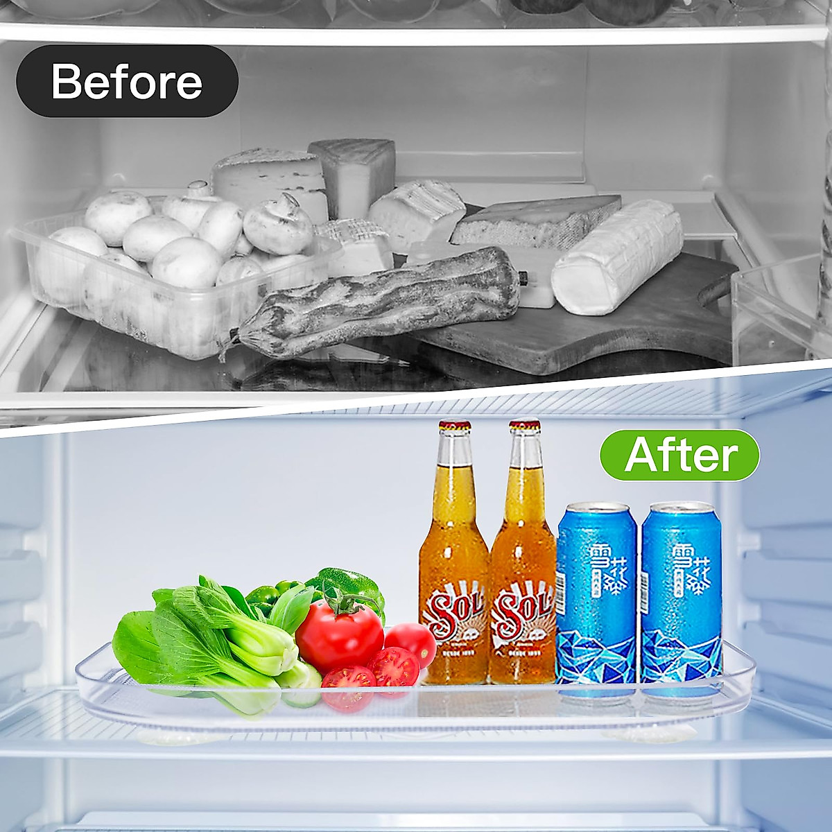 Refrigerator Lazy Turntable Organizer, 11.81'' Clear Rectangular Refrigerator Organizer, Square Lazy Turntable for Refrigerator Cabinets, Table, Pantries, Kitchen, Counterops, Pantry Organizer,