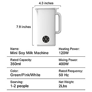 Mini Soybean Milk Maker, Portable Soy Milk Machine with 6 functions, Juicer Maker, Free Filtering, Self Cleaning and 110V for Household