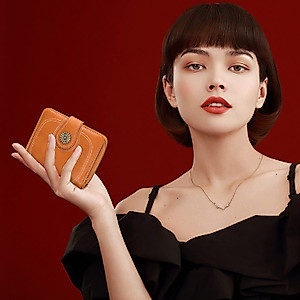 PAPUKA RFID Wallet for Women Genuine Leather Card Holder Large Phone Holder Clutch Travel Checkbook Organizer Zipper Coin Purse