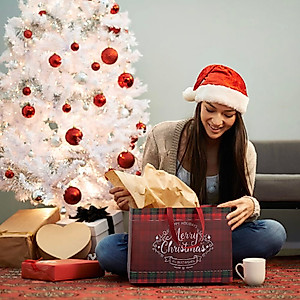 ZUIYIN 12Pcs Extra Large Christmas Gift Bags With Gift Tags, Gift Bags Reusable Shopping Bags have Santa Claus Plaid Merry Christmas ​Pattern of Gift Bag for Christmas Party, Christmas Surprise