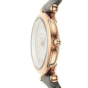 Fossil Women's Carlie Mini Quartz Stainless Steel and Eco Leather Watch, Color: Rose Gold, Grey (Model: ES5068)