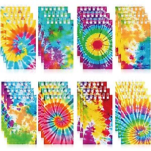 24 Pcs Mini Tie Dye Notebooks Pastel Art Party Small Notepads Tie Dye Spiral Pocket Notebook Party Hippie Mini Notepad for Kids Teacher Classroom Supplies Birthday Party Favors, 2.36 x 3.94 Inch