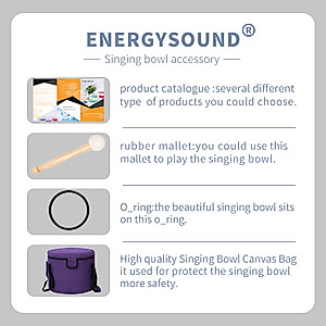 ENERGYSOUND 432Hz F Note Heart Chakra Frosted Quartz Crystal Singing Bowl 10 inch with Heavy Duty Case Bag mallet and o-ring included