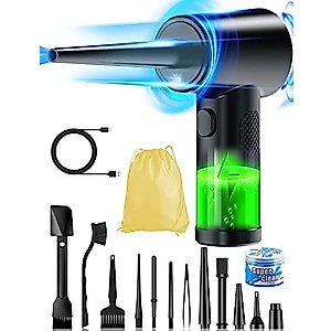 7800mAh and 50000RPM Compressed Air Duster for Computers with Cleaning Kit, Electric Air Duster for PC, Portable Air Blower for Cleaning Dust, Hairs, Crumbs, Scraps for Laptop, Computer, Keyboard