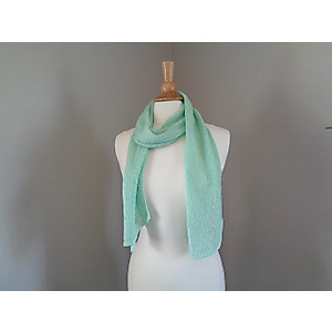 Simple Wrap Scarf, Mint Green, Merino Wool, Hand Knit, Diagonal Bias, Elegant Drapey, Women & Teen Girls, Super Light