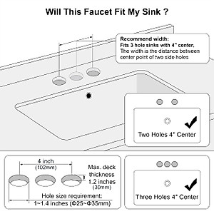 Derengge Bathroom Sink Faucet,4 Inch Centerset Bathroom Faucet, Two Handle Lavatory Faucet with Push up Pop-up Drain,Matte Black Finished,2 Pack,BF-D4501-MT