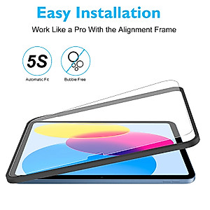 Mothca Matte Glass Screen Protector for iPad 10th Generation (2022, 10.9-inch) Anti-Glare & Anti-Fingerprint HD Tempered Glass Shield Film with Alignment Frame, No Dazzling, Smooth as Silk