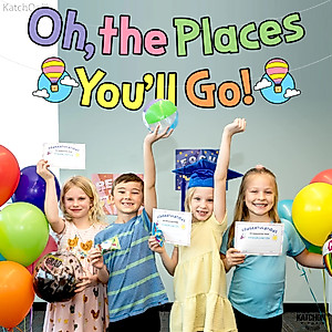 Katchon, Oh The Places You'll Go Banner - 10 Feet, NO DIY | Oh The Places You'll Go Sign for Kindergarten Graduation Decorations Class Of 2024 | Graduation Banner, Oh The Places You'll Go Decorations