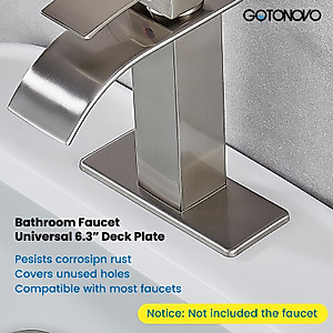 gotonovo 6 inch Rectangle Deck Mount Faucet Plate,Faucet Hole Cover Escutcheon Plate for Kitchen or Bathroom Sink 1 Hole or 3 Hole 4 Inch Centerset Brushed Nickel