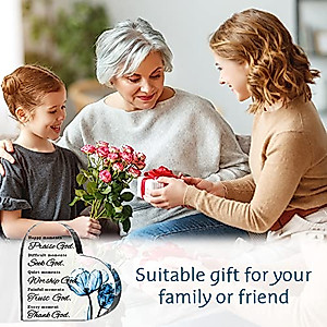 Christian Bible Verses Decor Christian Gift for Woman Prayers Religious Gift Positive Quotes Inspirational Gift Scripture Motivational Gift for Room Home Office Table Decor (Blue Flower)