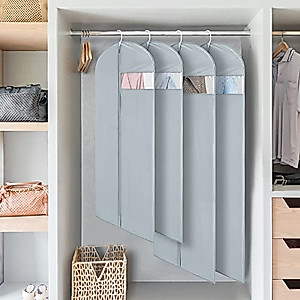 MecTo Garment Bags Set of 2, Dust-Proof Garment Bags for Hanging Clothes, Suit Bag for Storage and Travel with Clear Window, Breathable Dress Bags for Gowns Suits Coats (Grey, 23.3 x 65 Inch)