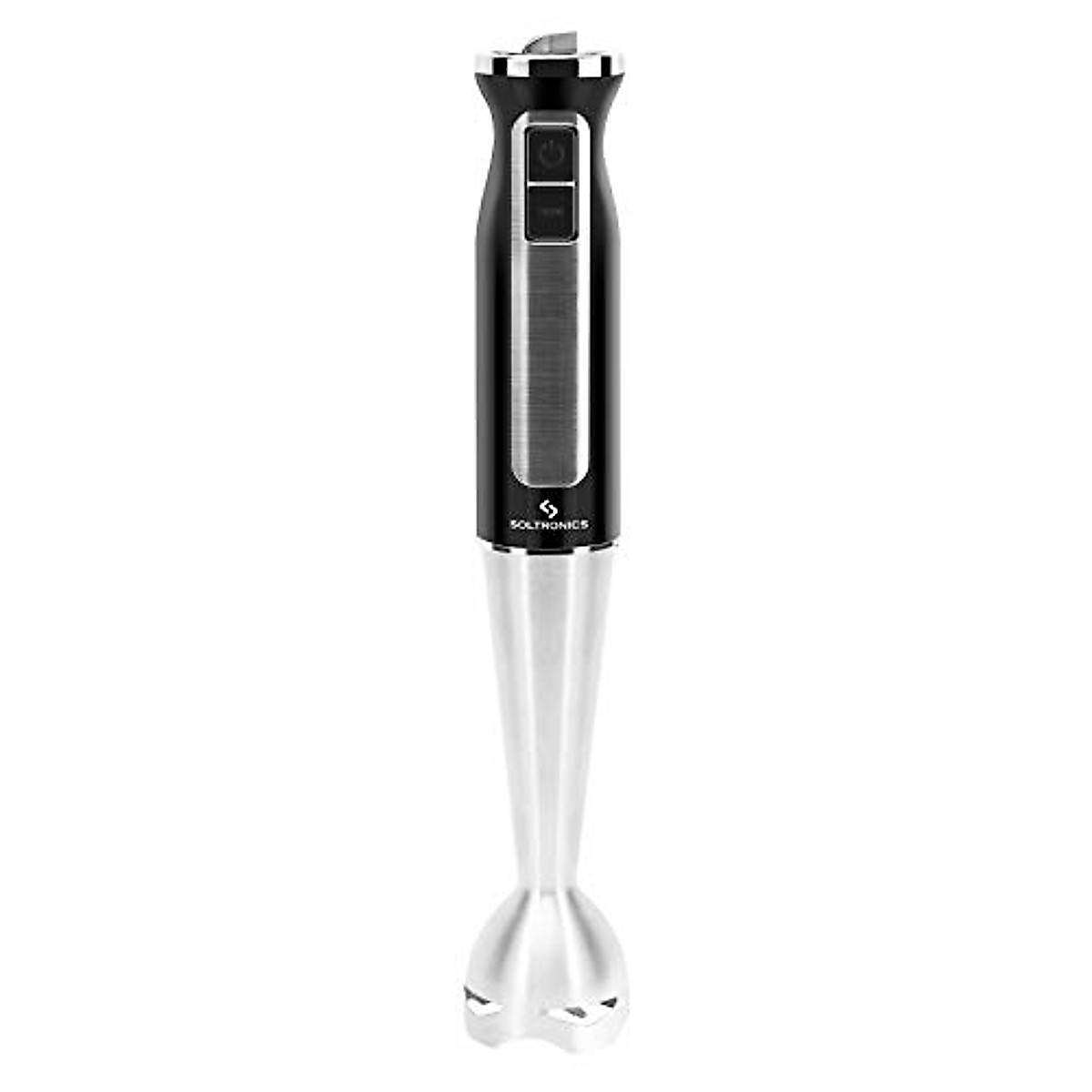 SOLTRONICS Multi Purpose Immersion Hand Blender Stick, Mixer, Chopper, 500W Turbo 8-Speed, Shake with Easy Grip Handle, Stainless Steel Blades for Smoothies, Puree Baby Food, Sauce and Soup, Black