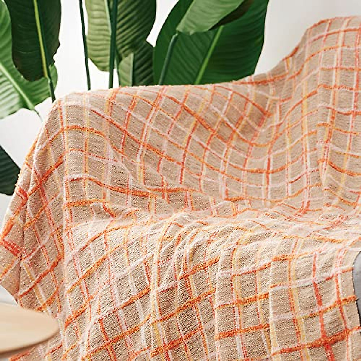 LALIFIT Buffalo Plaid Blankets Orange Fall Throw Blanket with Fringe Reversible Bed Blanket for Valentine's Halloween Christmas Farmhouse Couch Sofa Home Decor 50" x 60" (Orange Plaid)