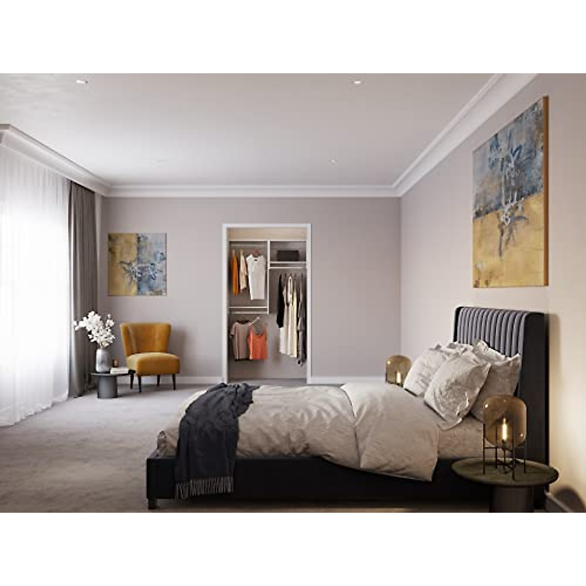 Closet Kit with Hanging Rods - Corner Closet System - Closet Shelves - Closet Organizers and Storage Shelves (White, 48 inches Wide) Closet Shelving