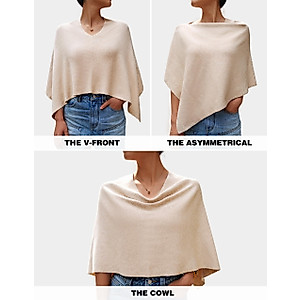 PULI Women Capri Poncho Sweater Cropped Versatile Shawl Soft Knit Shawl Wraps Cowl Neck Ponchos Short Tops Barley Twist