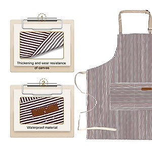 APRONPANDA Adjustable Kitchen Cooking Apron with 2 Pockets Unisex Bib Chef Aprons for Women Men (Brown Pinstripes)