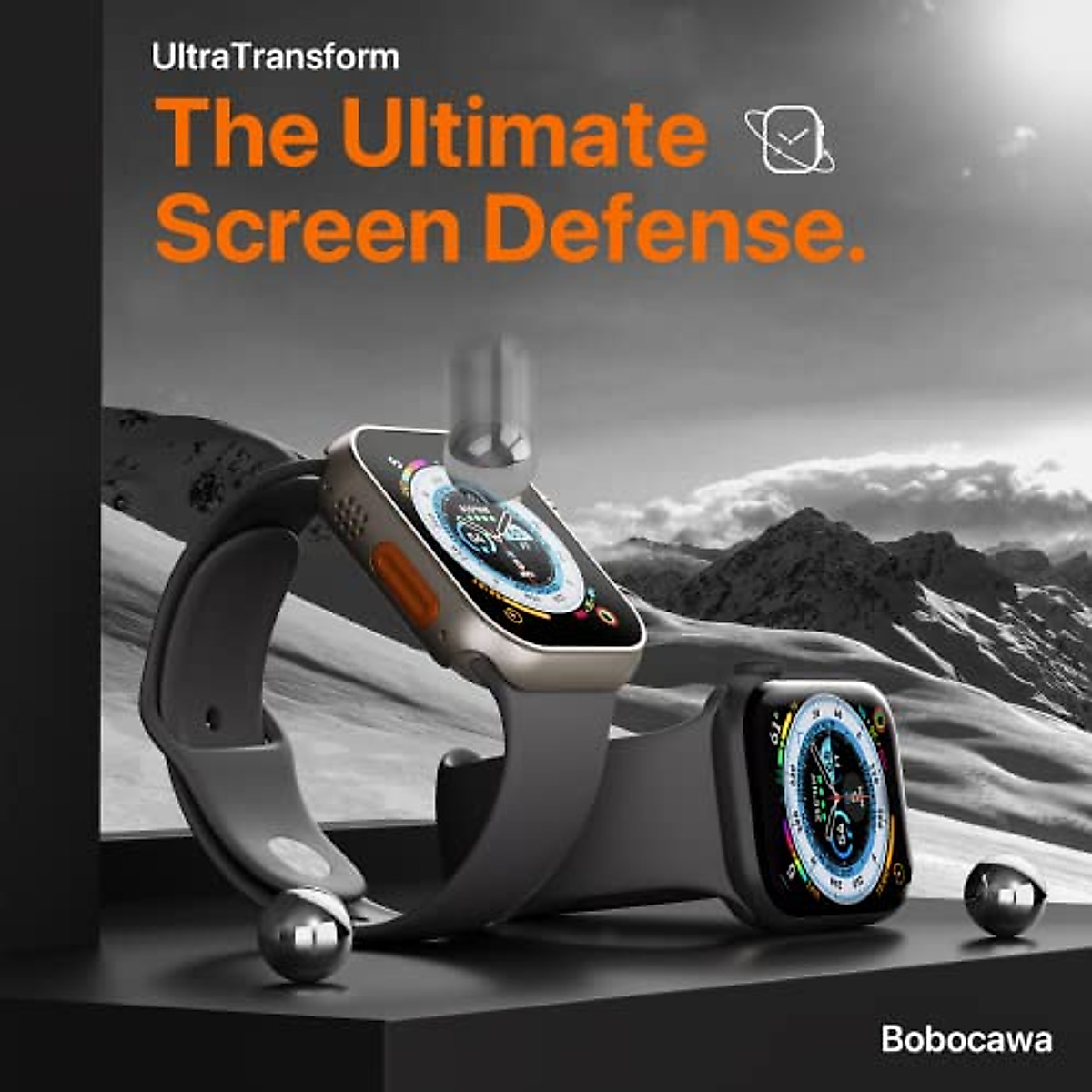 BOBOCAWA Apple Watch Ultra Look Case - 44mm Apple Watch SE Case Series 6 Case with Tempered Glass Screen Protector | Apple Watch Ultra Style Case for SE, 6, 5, 4 (44mm)