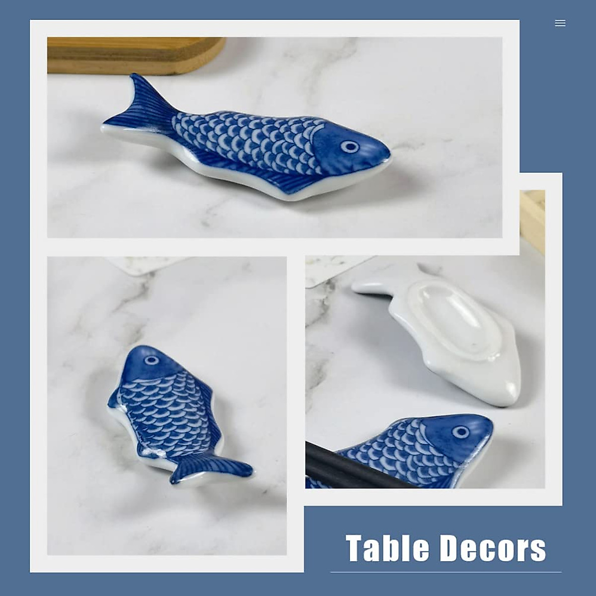 Silverware Rest 2 Pcs Ceramic Fish Chopstick Rest, Japanese Chopsticks Pillow Rack Dinner Spoon Fork Knife Holder Dinnerware Stand Decoration Spoon Rest