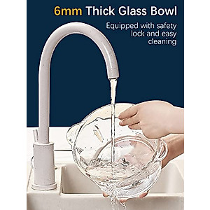 Meat Grinder Food Processor Chopper Electric Homeleader 8 Cup BPA-Free Glass Bowl Fast & Slow Speeds 4 Stainless Steel Blades Powerful 400W Pure Copper Motor for Vegetables, Lean Meat, Onion, Nuts, etc.