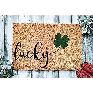 Lucky Shamrock Doormat | St. Patrick's Day Housewarming Gift Door Mat | Premium Quality, Thick 100% Coir Coconut Husk Front & Made in the USA - Doormat