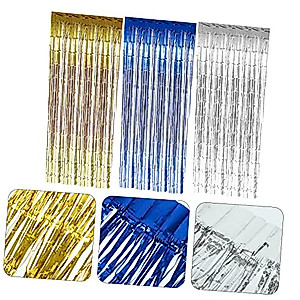 jojofuny 3pcs Rain Curtain Background Wall Gold Decorations Blue Streamers Silver Fringe Curtain Tassel Curtains Party Tassel Curtain Party Backdrops Backdrop for Birthday Party Thicken