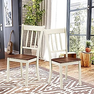 Giantex Solid Wood Dining Chairs Set of 2, Farmhouse Armless Kitchen Chair with Rake Back, Wooden Whitesburg Dining Room Chairs