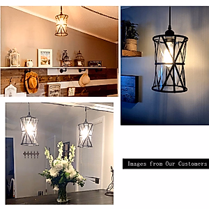 HMVPL Farmhouse Plug in Pendant Light, Outdoor Swag Lamp with Plug in Cord On/Off Dimmer, Plug in Hanging Light Fixture for Dining Room Bedroom Kitchen Island(1 Pack)