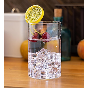 JUVITUS 10 FL oz Clear Cylinder Glass Tall Highball Glass Tumbler (2 Pack)