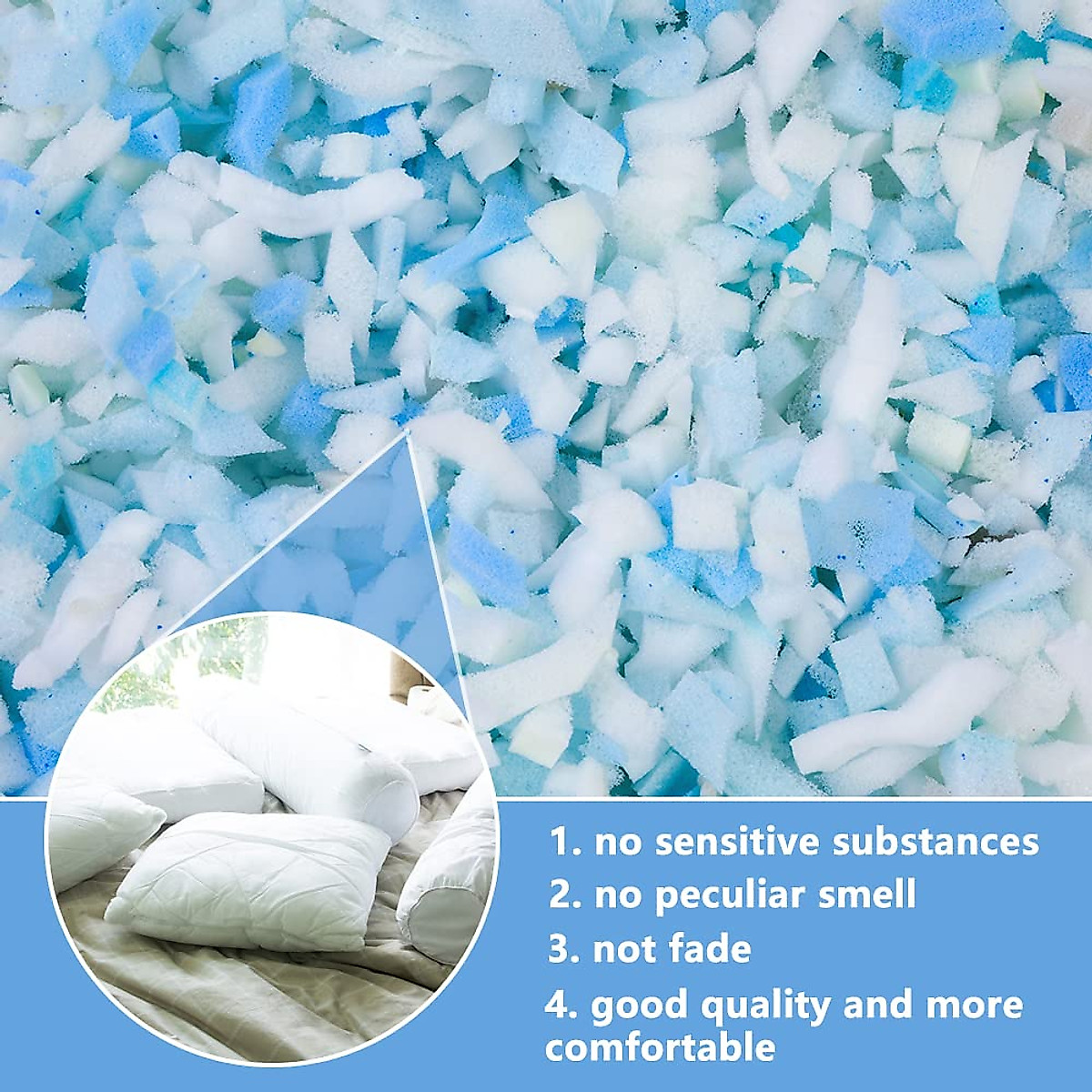Yizzvb Shredded Foam Fill Memory Compression Packing Foam Comforter Pillow Cushions, Bean Bag, Chair Cover, Sofa, Pet Dog Bed, Plush Dolls and DIY Crafts Foam Fill (600g)