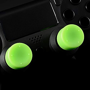 eXtremeRate 8 Pcs Green Anti-Slip Silicone Joystick Cap for PS4 Contrller, Control Thumb Stick Grips Cover for PS4, Precision Platporm Raised Analog Sticks Caps for PS4 Slim Pro Controller