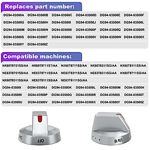 Upgrade DG94-03500U DG94-03500A/Z Samsung Knob for Samsung Gas Stove Knobs, Oven Knob Replacement Models NX60T8111SS NX60T8311SS NX60T8711SS/AA - 5 Pack