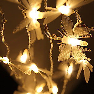 keeda 3D Butterfly String Lights for Bedroom Battery Operated Copper Wire Butterfly Fairy Lights Decor for Holiday Party Patio Terrace Birthday (9.85ft 20LED, Warm White)