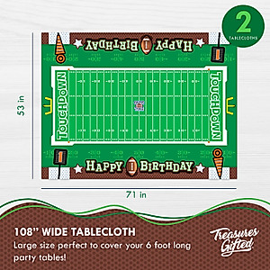 Treasures Gifted Birthday Football Party Decorations - Serves 24 Guests - Complete Set of Football Party Supplies - Football Decorations, Football Party Tablecloth, Football Plates & More!