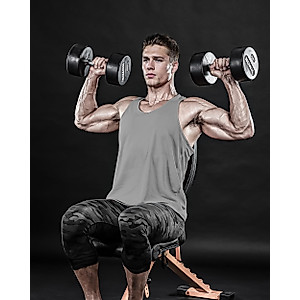 DRSKIN Men's 3 Pack Dry Fit Y-Back Muscle Tank Tops Mesh Sleeveless Gym Bodybuilding Training Athletic Workout Cool Shirts (BTF-ME-TA-(B,N,G), XL)