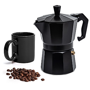 Mixpresso Aluminum Moka Stove Coffee Maker With Coffee Mug, Moka Pot Coffee Maker for Gas, Electric Stove Top, Classic Italian Coffee Maker, Espresso Greca Coffee Maker, Percolator 3 Espresso Cup 5 oz
