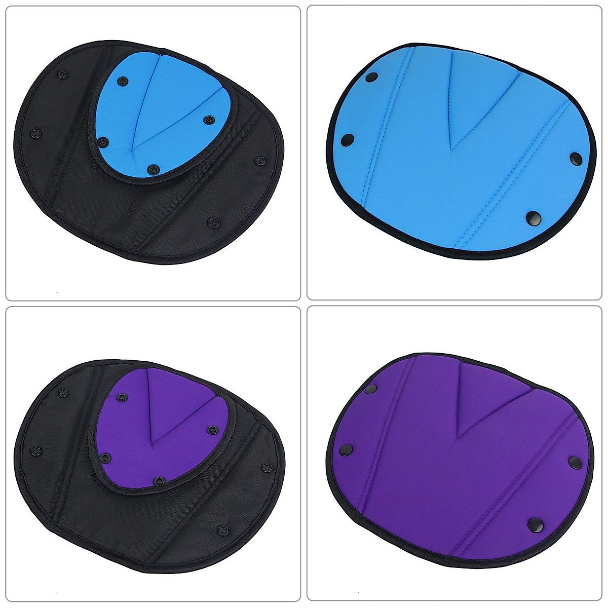 AK KYC 2 Pack Seatbelt Adjuster for Kids Car Child Seatbelt Adjusters Belt Cover Strap Protector Pad for Children Baby Adult Shoulder Neck Safety Triangle Positioner Purple + Blue